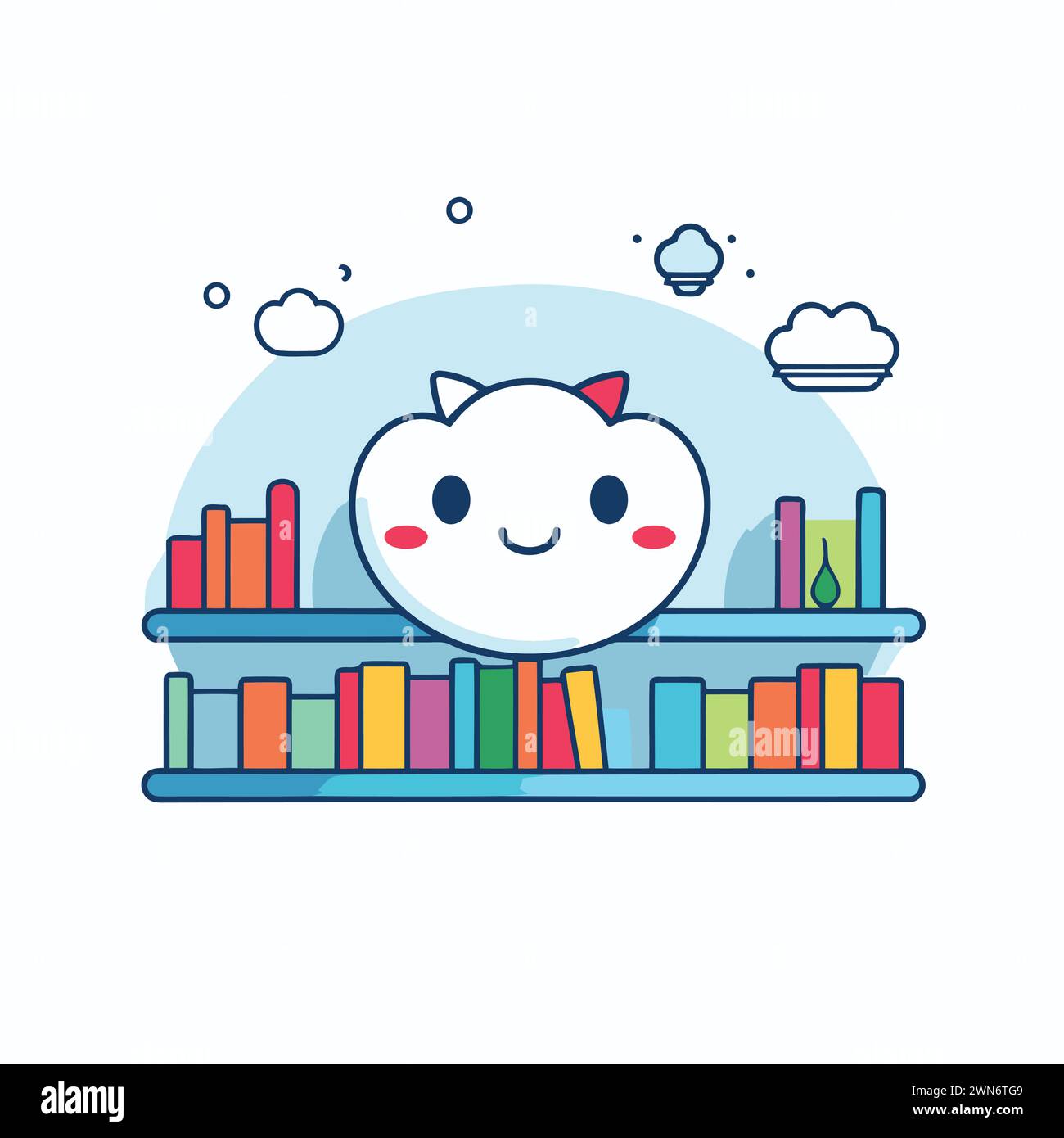 Cat and bookcase Stock Vector Images - Alamy