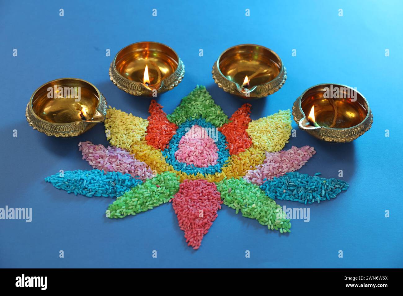 Festive rangoli with lamps hi-res stock photography and images - Alamy