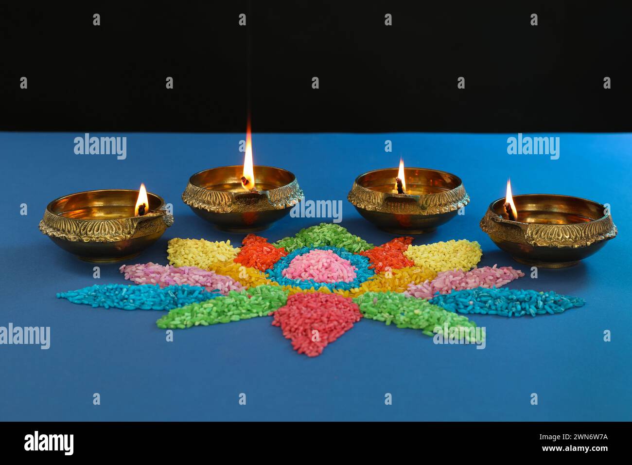 Festive rangoli with lamps hi-res stock photography and images - Alamy
