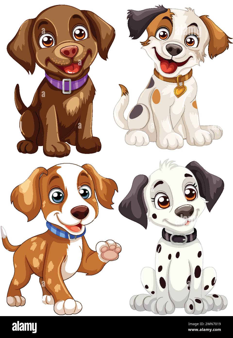 Four cute vector dogs with cheerful expressions Stock Vector Image ...