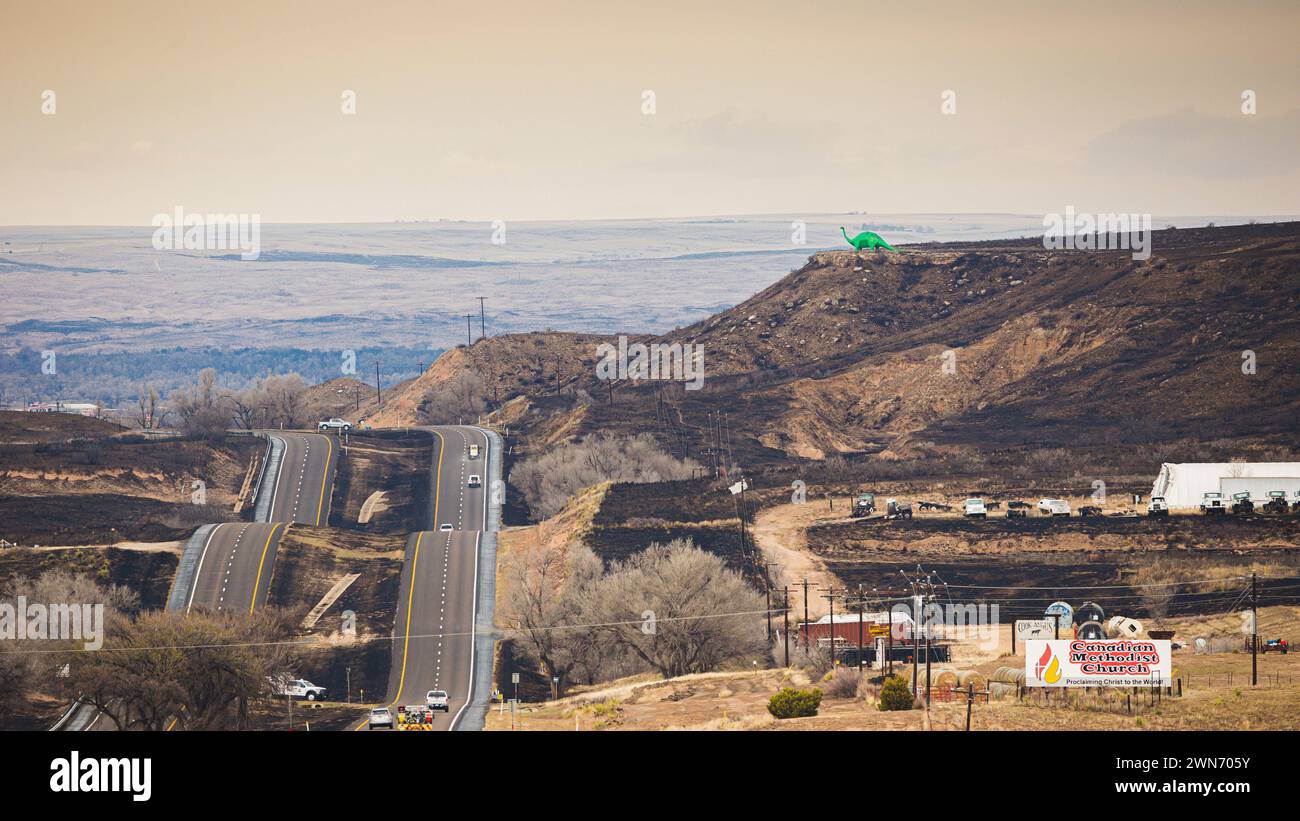 Aud the Dinosaur still stands after the Smokehouse Creek fire, on ...
