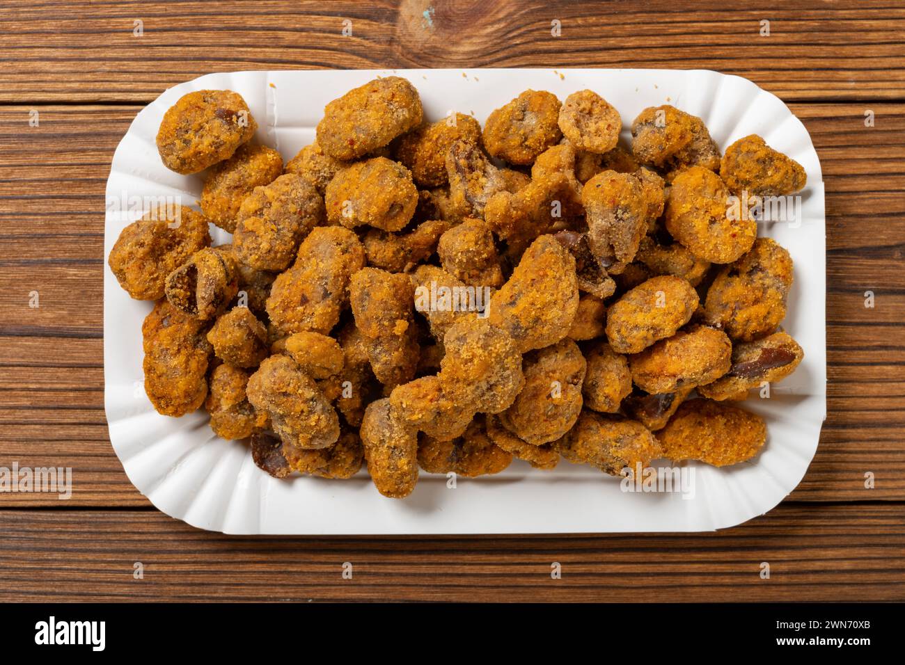 top view deep fried broad beans snack at horizontal composition Stock ...