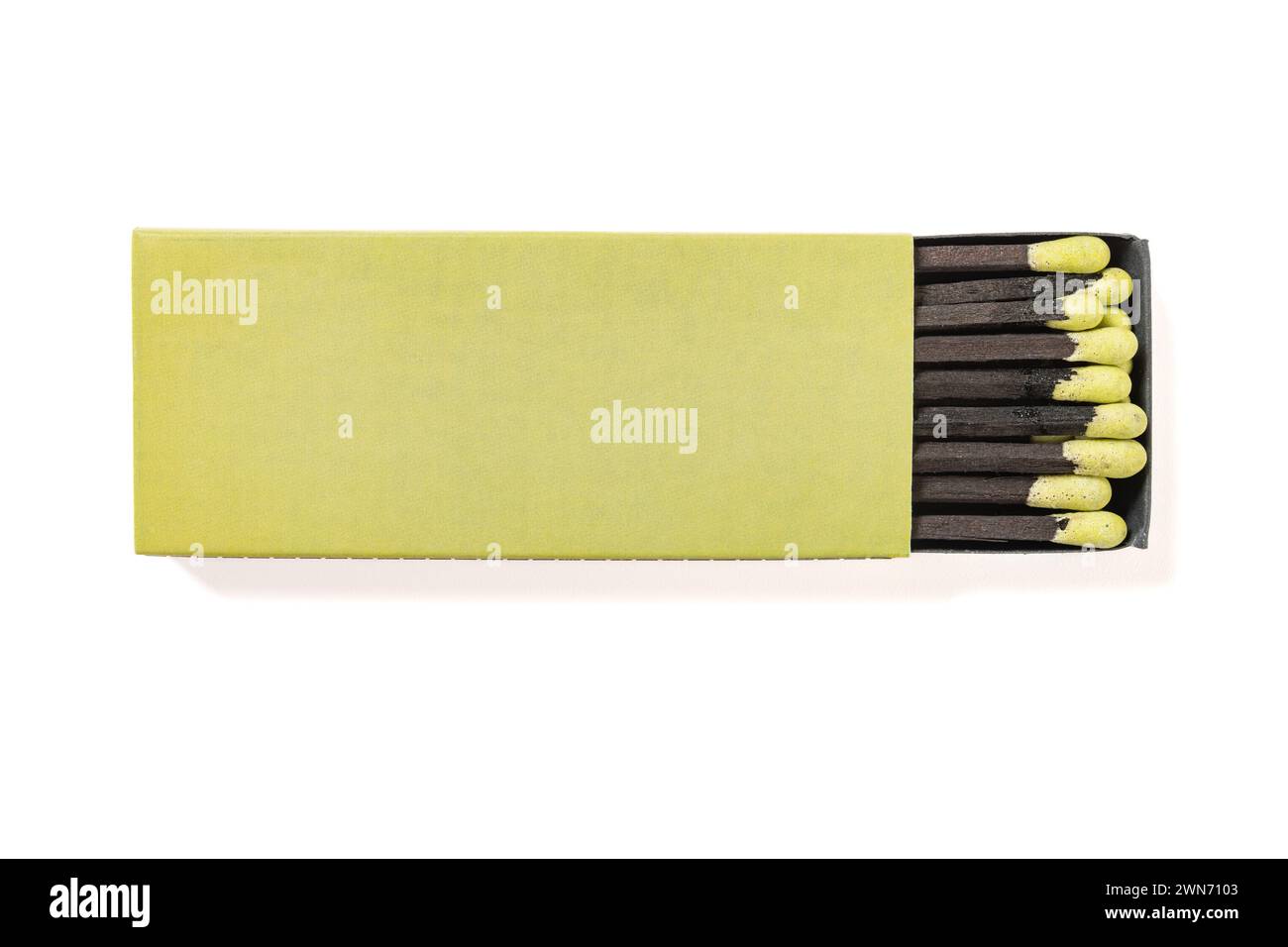 top view grass green matchbox on a white background at horizontal ...