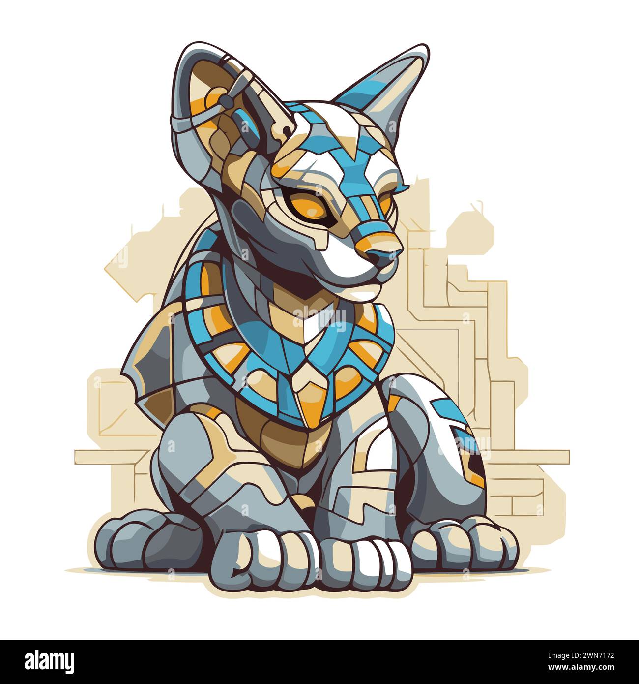Egyptian cat. Isolated on white background. Vector illustration Stock ...