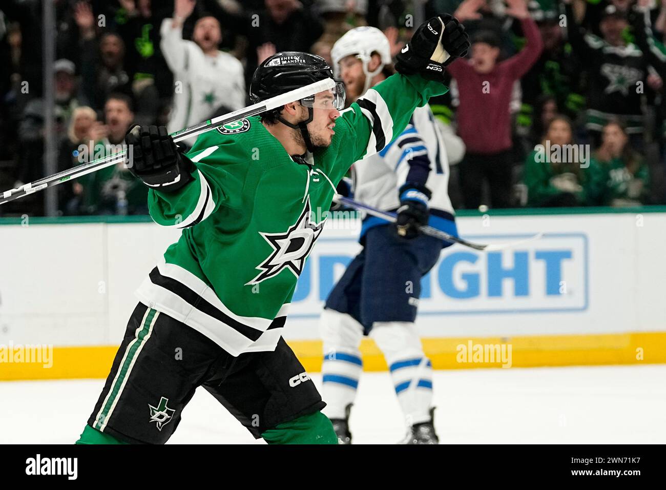 Dallas Stars center Logan Stankoven (11) celebrates after scoring ...