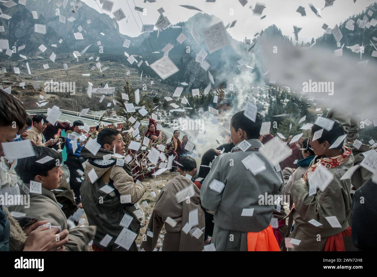 GANNAN, CHINA - FEBRUARY 17, 2016 - (FILE) The great Weisang Ceremony is held at Zhagana village ...