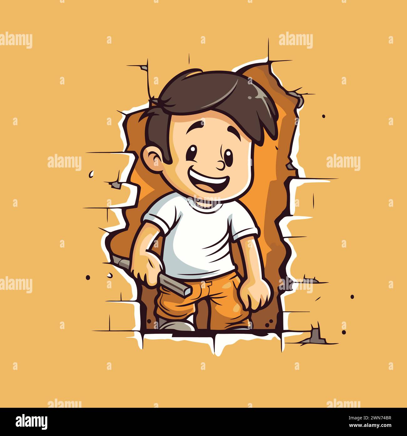 Breaking through wall Stock Vector Images - Alamy