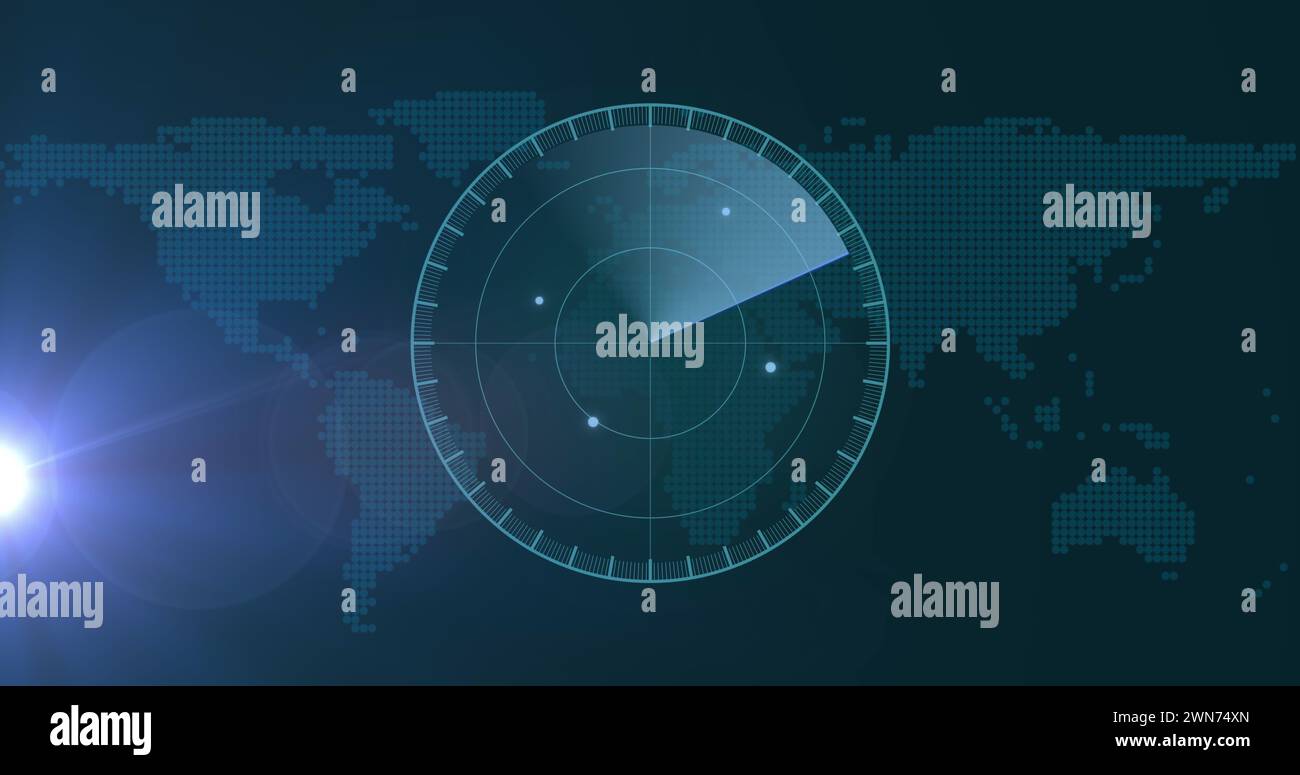 Image of scope scanning over world map Stock Photo - Alamy