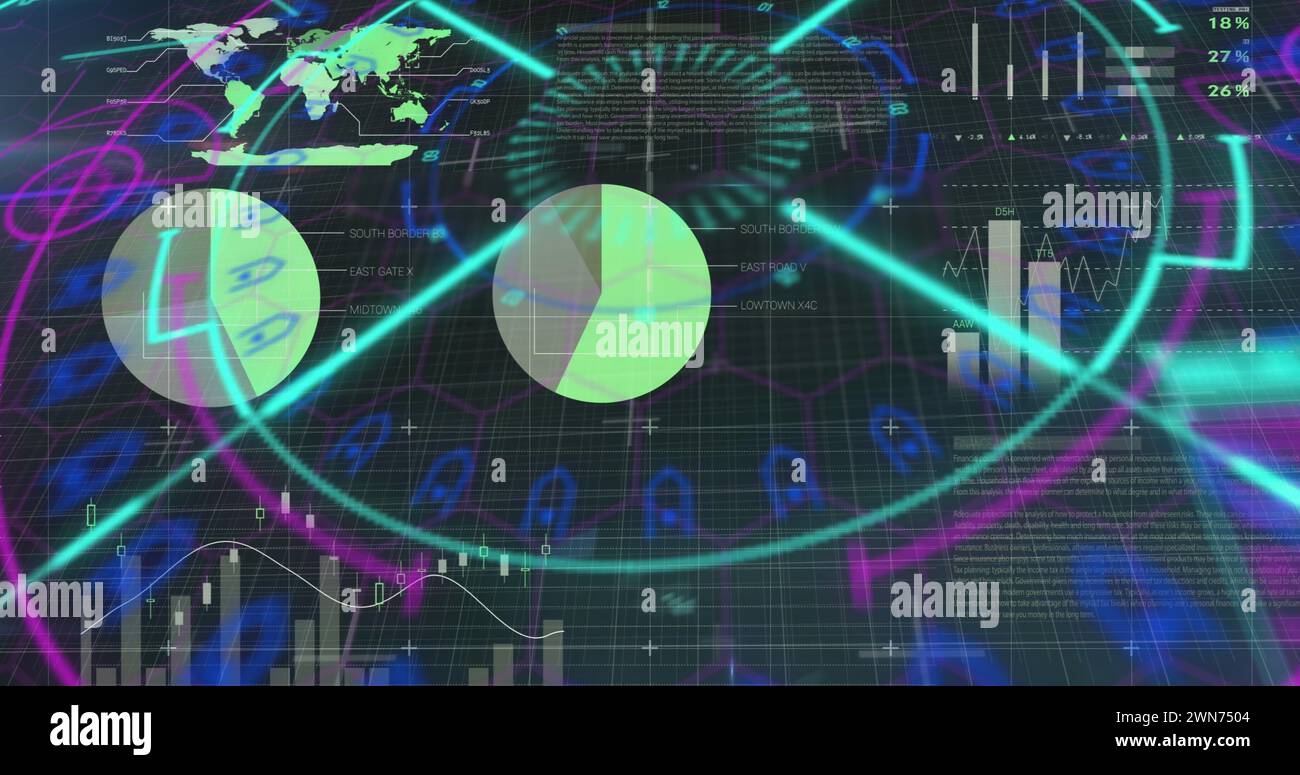 Image of scope scanning and data processing over grid in background ...