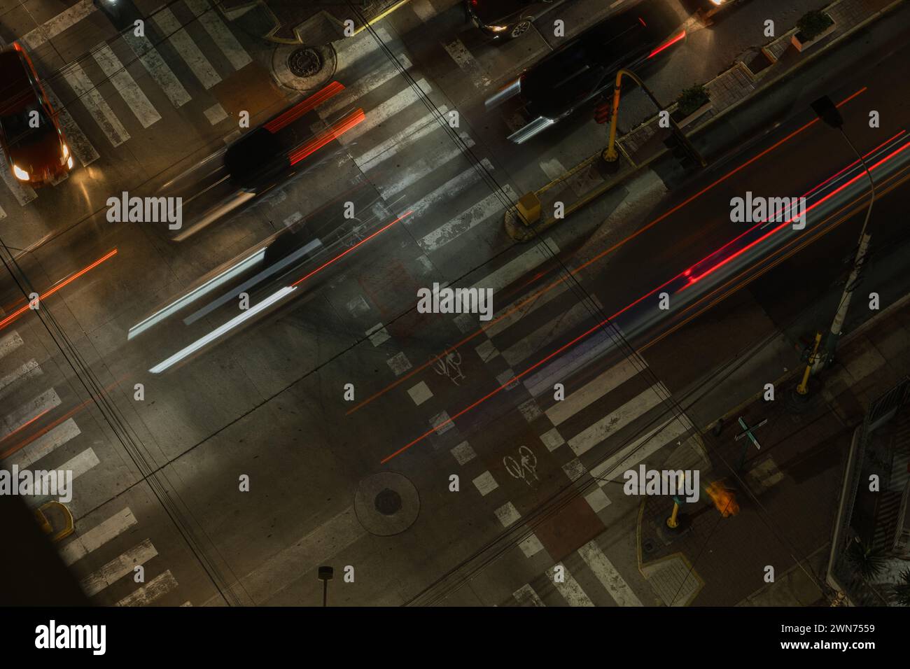 aerial top view Street traffic timelapse of traffic on the road ...