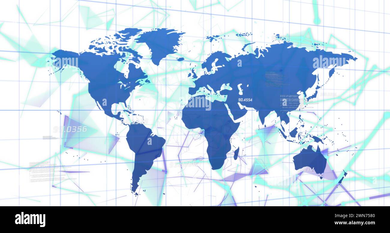 Image of network of connections over world map Stock Photo - Alamy