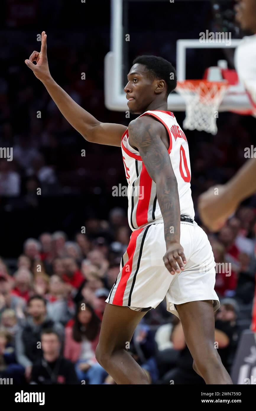 Columbus, Ohio, USA. 29th Feb, 2024. Ohio State Buckeyes guard Scotty ...