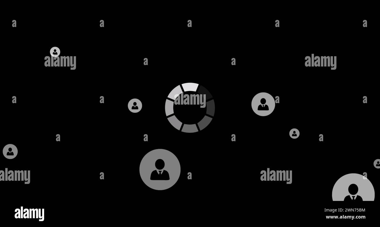 Image of data loading ring over media icons Stock Photo - Alamy