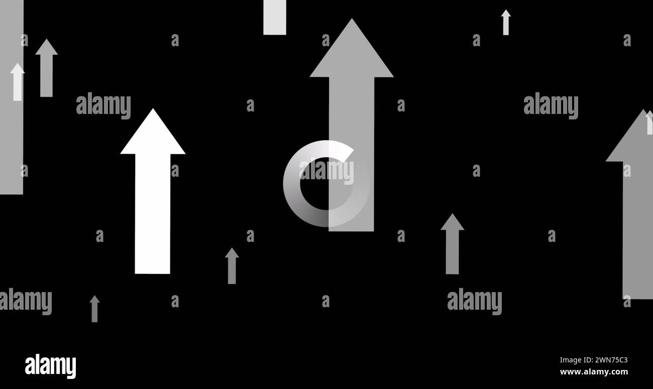 Image of data loading ring over white arrows Stock Photo - Alamy