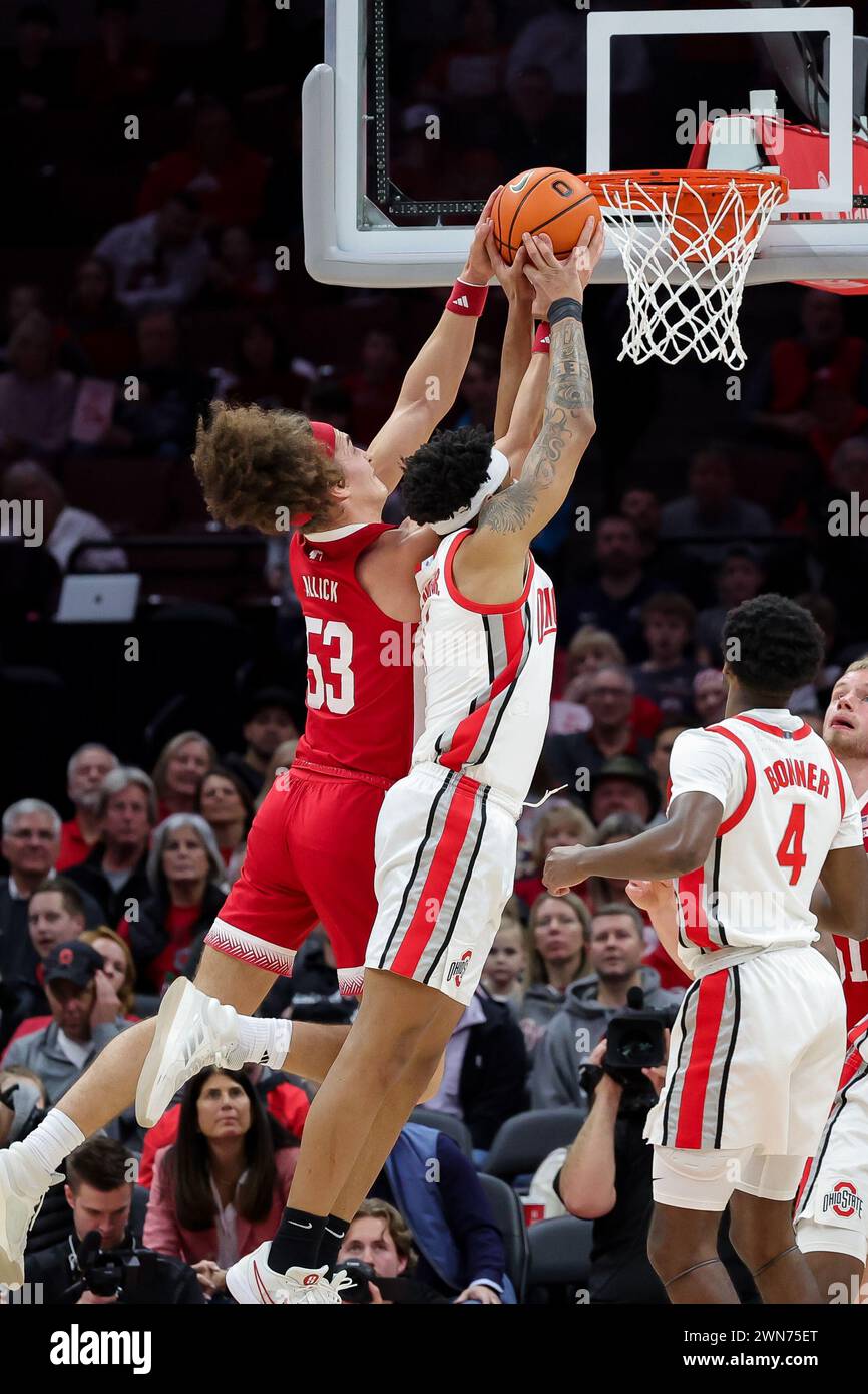 Columbus, Ohio, USA. 29th Feb, 2024. Nebraska Cornhuskers forward ...