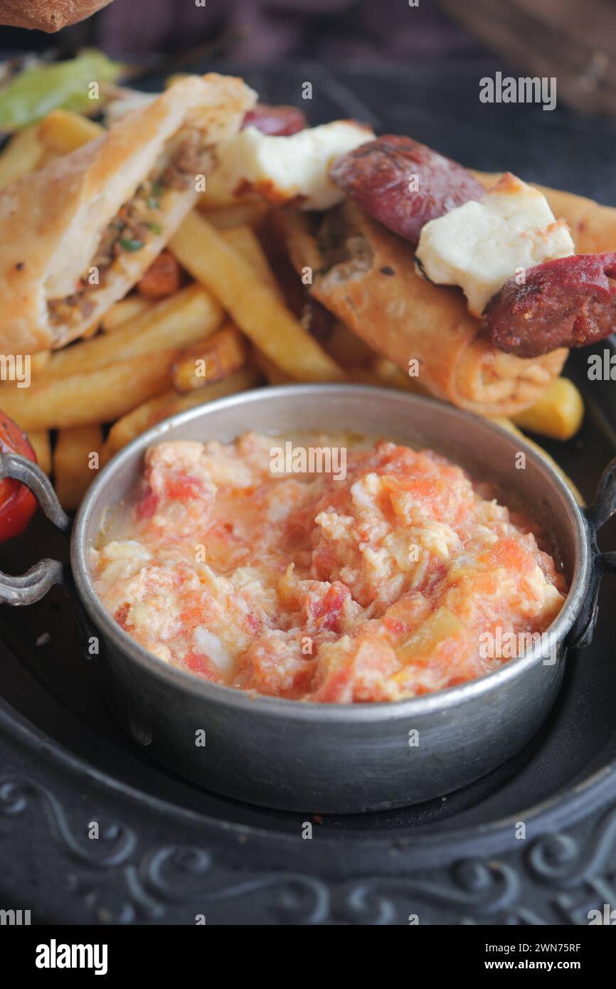 Turkish Menemen omelet in a frying pan Stock Photo - Alamy