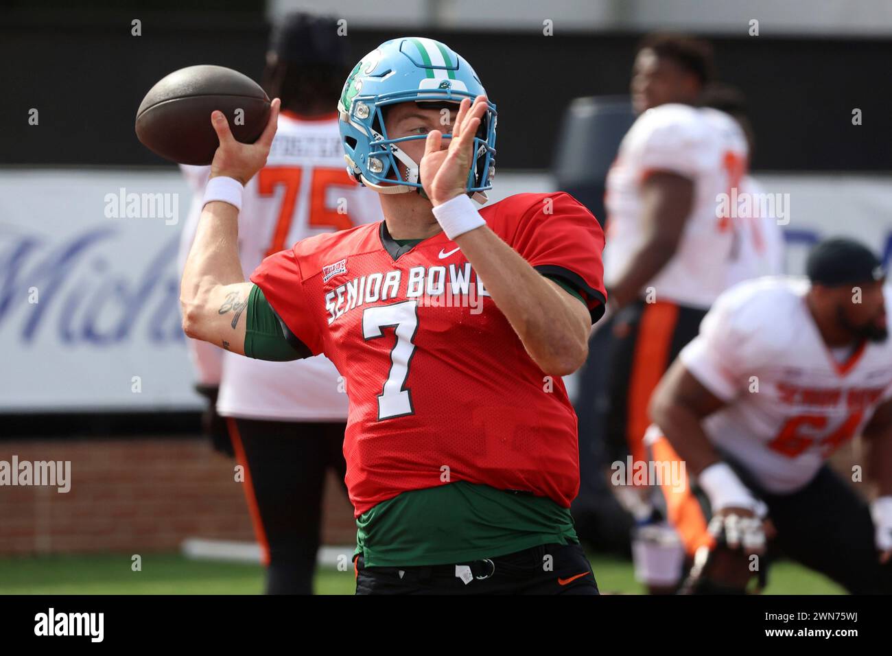 MOBILE, AL - FEBRUARY 01: American quarterback Michael Pratt of Tulane (7) during the American ...