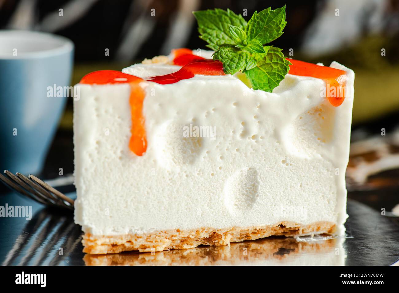Soft and delicate Air Cheesecake with a biscuit base Stock Photo - Alamy