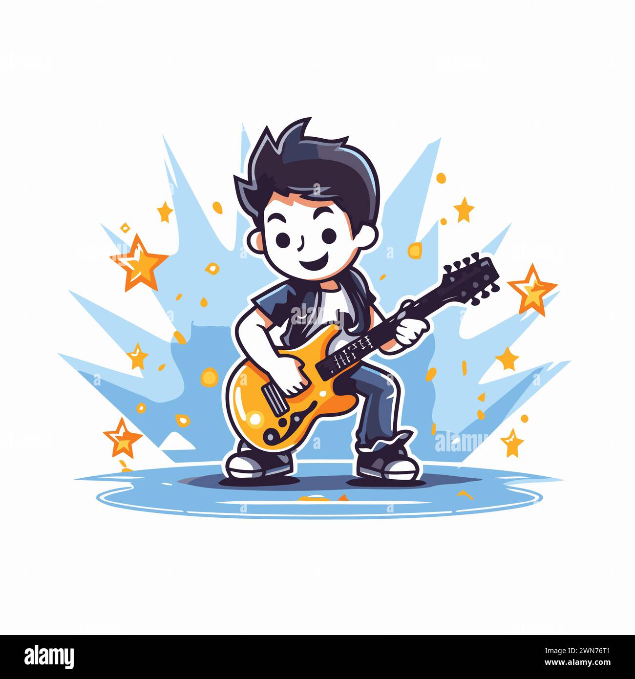 Cartoon man playing electric guitar hi-res stock photography and images ...