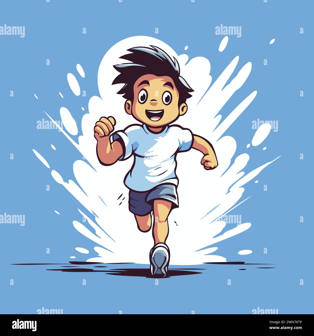 Cartoon running boy. Vector illustration of a boy running isolated on ...