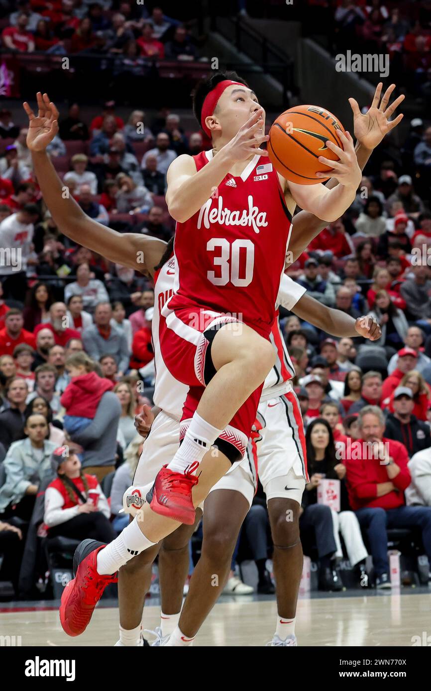 Columbus, Ohio, USA. 29th Feb, 2024. Nebraska Cornhuskers guard Keisei ...