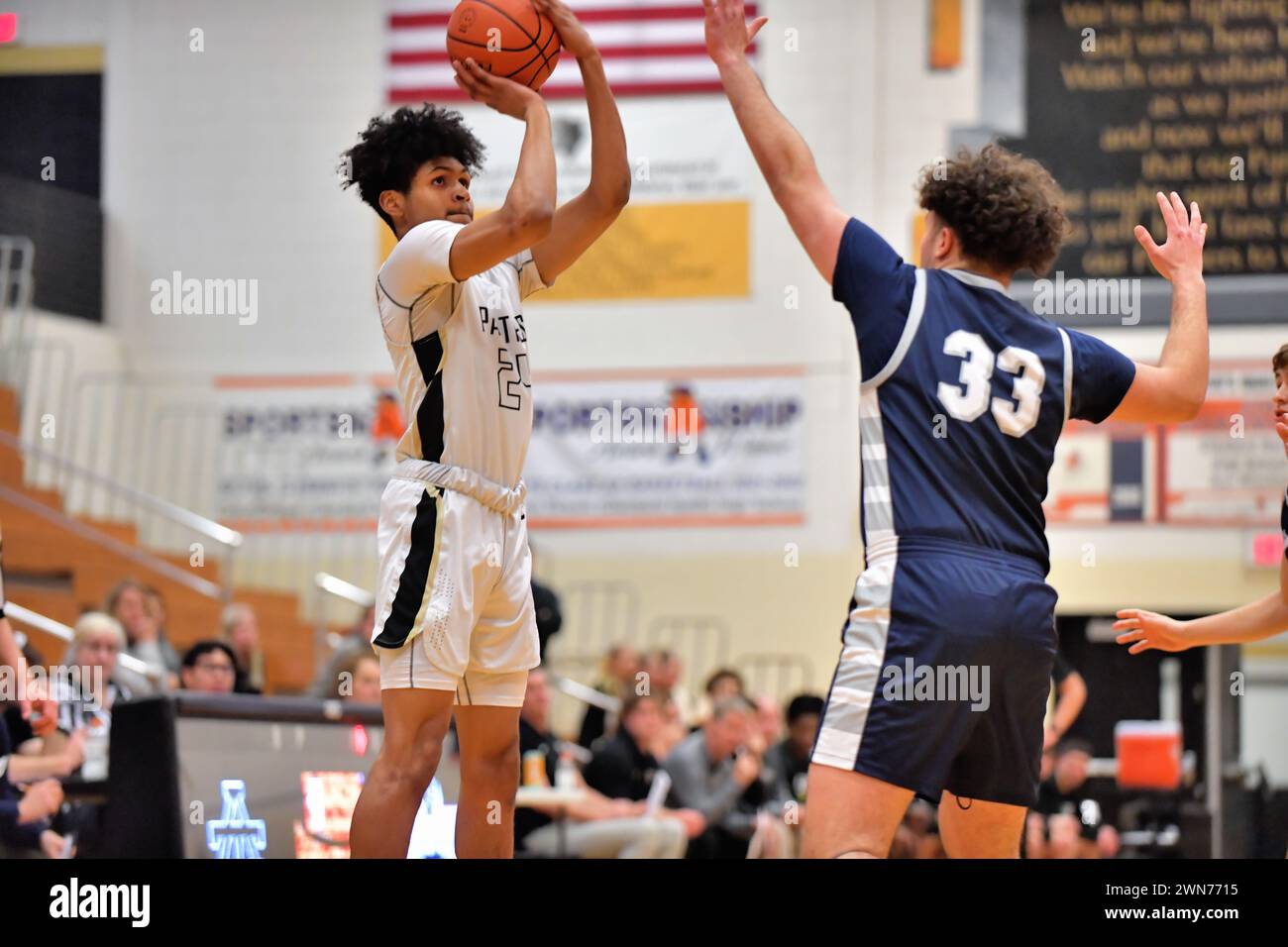 Illinois, USA. A guard is all concentration as he works to get off a ...