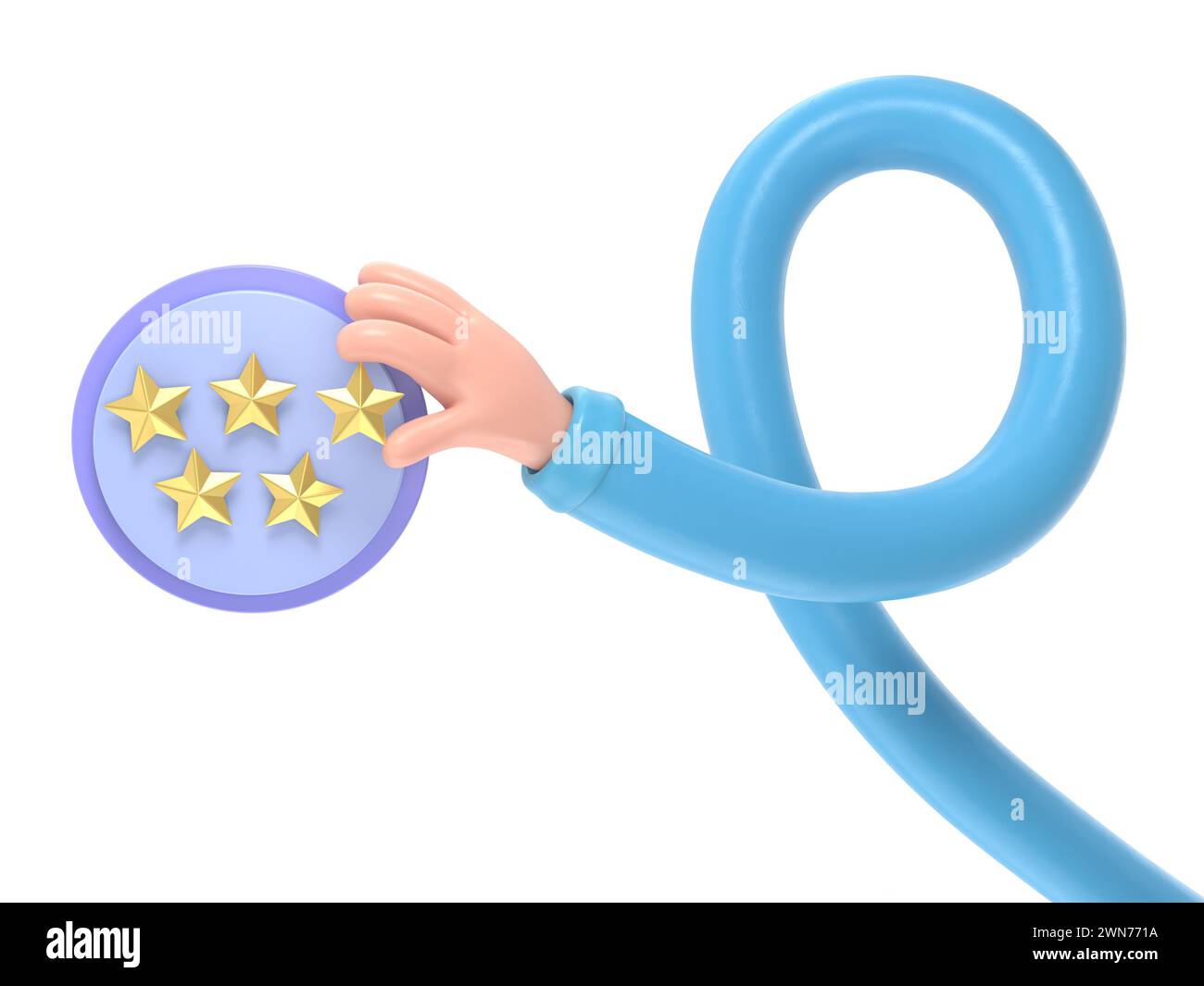 Cartoon Gesture Icon Mockup.3d five golden star review badge. gold ...