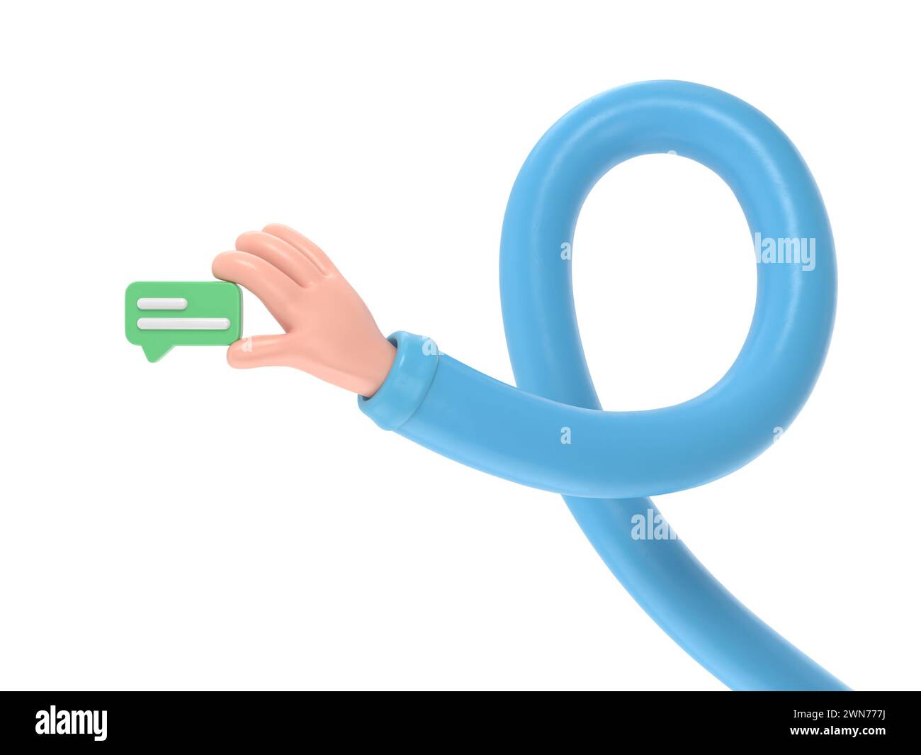 Cartoon Gesture Icon Mockup.3d hand holding chat bubble icon. Message ...