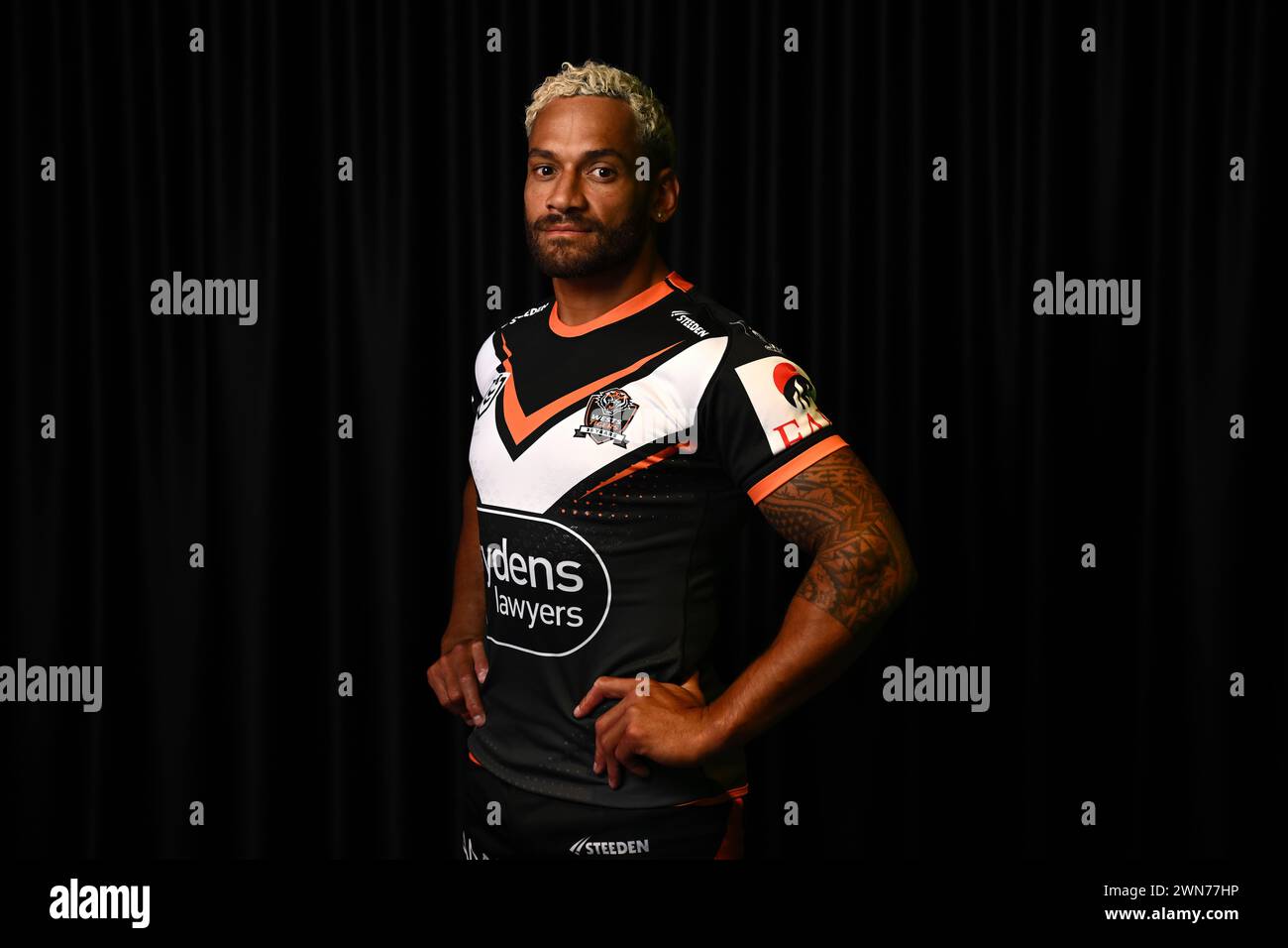Sydney, Australia. 01st Mar, 2024. Api Koroisau of the Tigers poses for ...