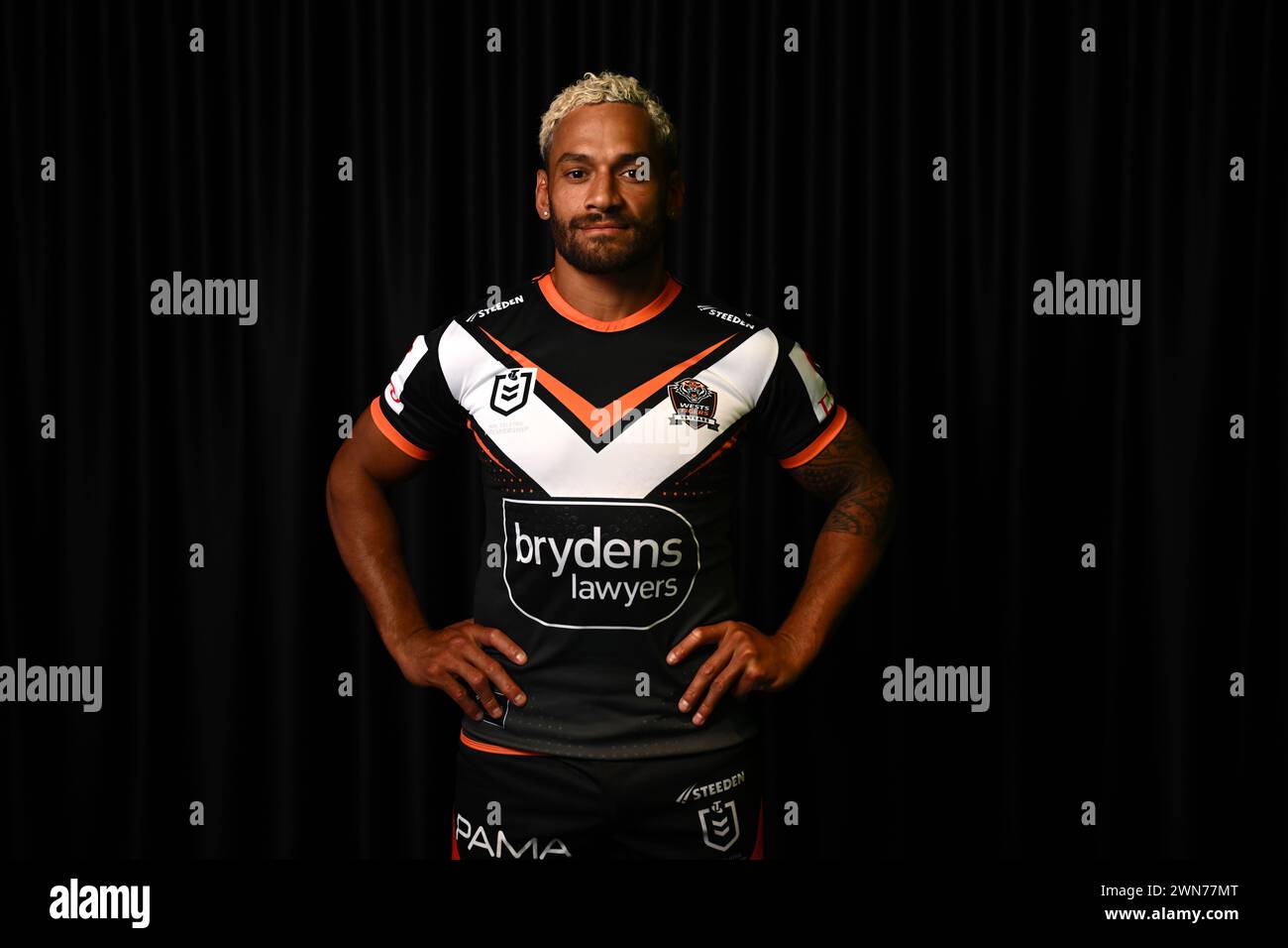 Sydney, Australia. 01st Mar, 2024. Api Koroisau of the Tigers poses for ...