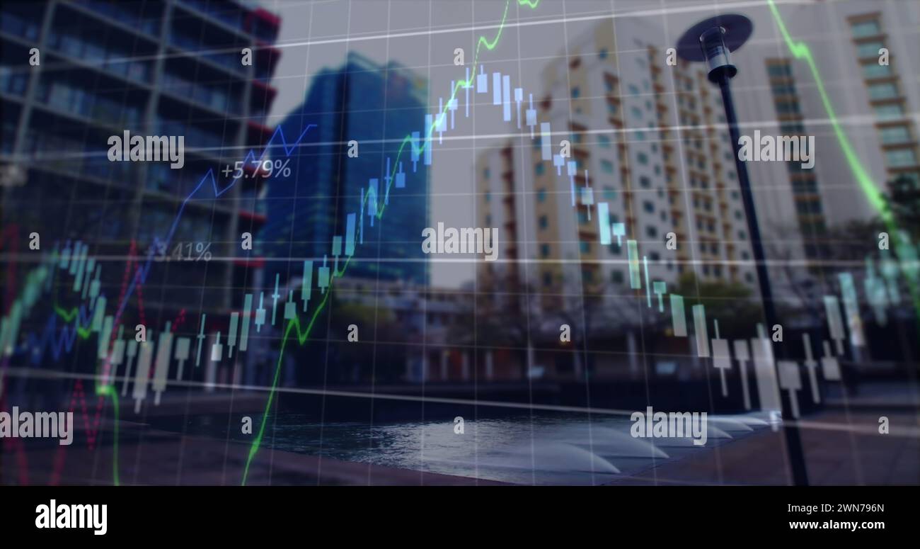Image of data processing over cityscape Stock Photo - Alamy
