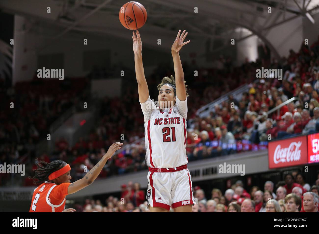 RALEIGH, NC - FEBRUARY 29: NC State Wolfpack guard Madison Hayes (21 ...