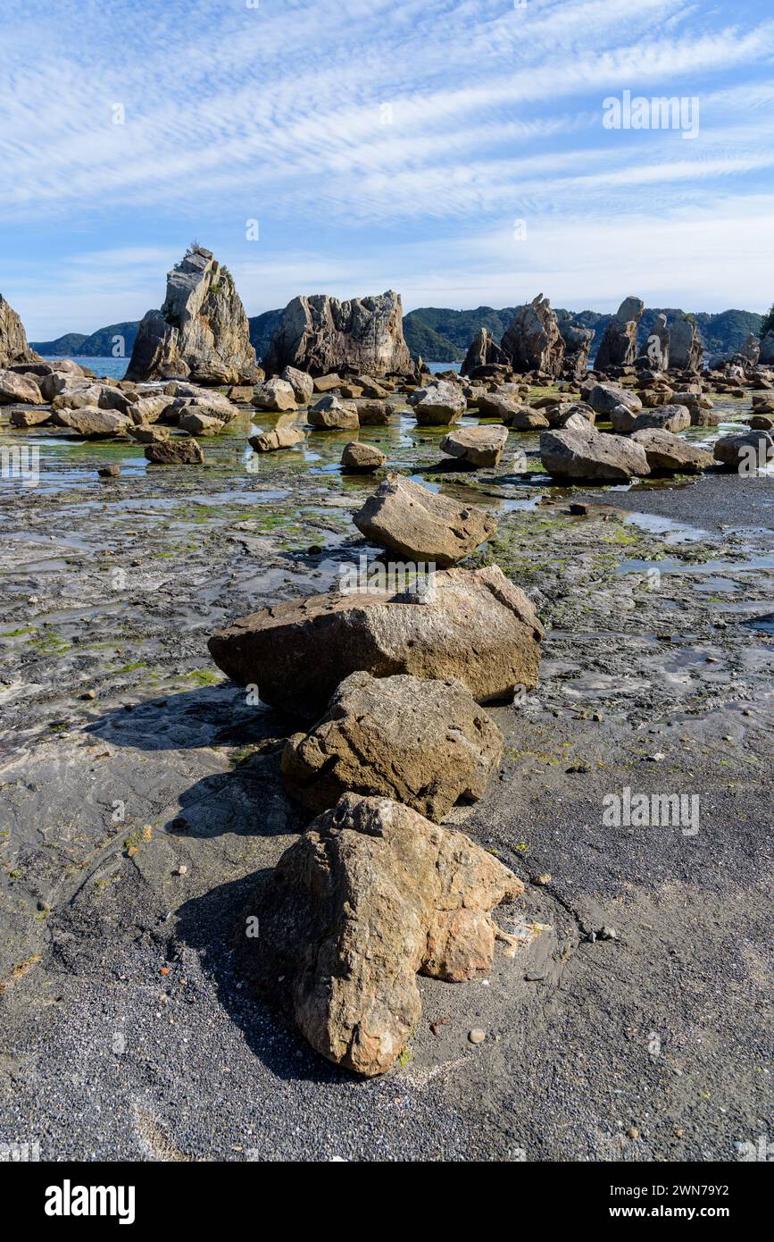 Hashigui Rocks amazing natural stone formations in Kushimoto Town in ...