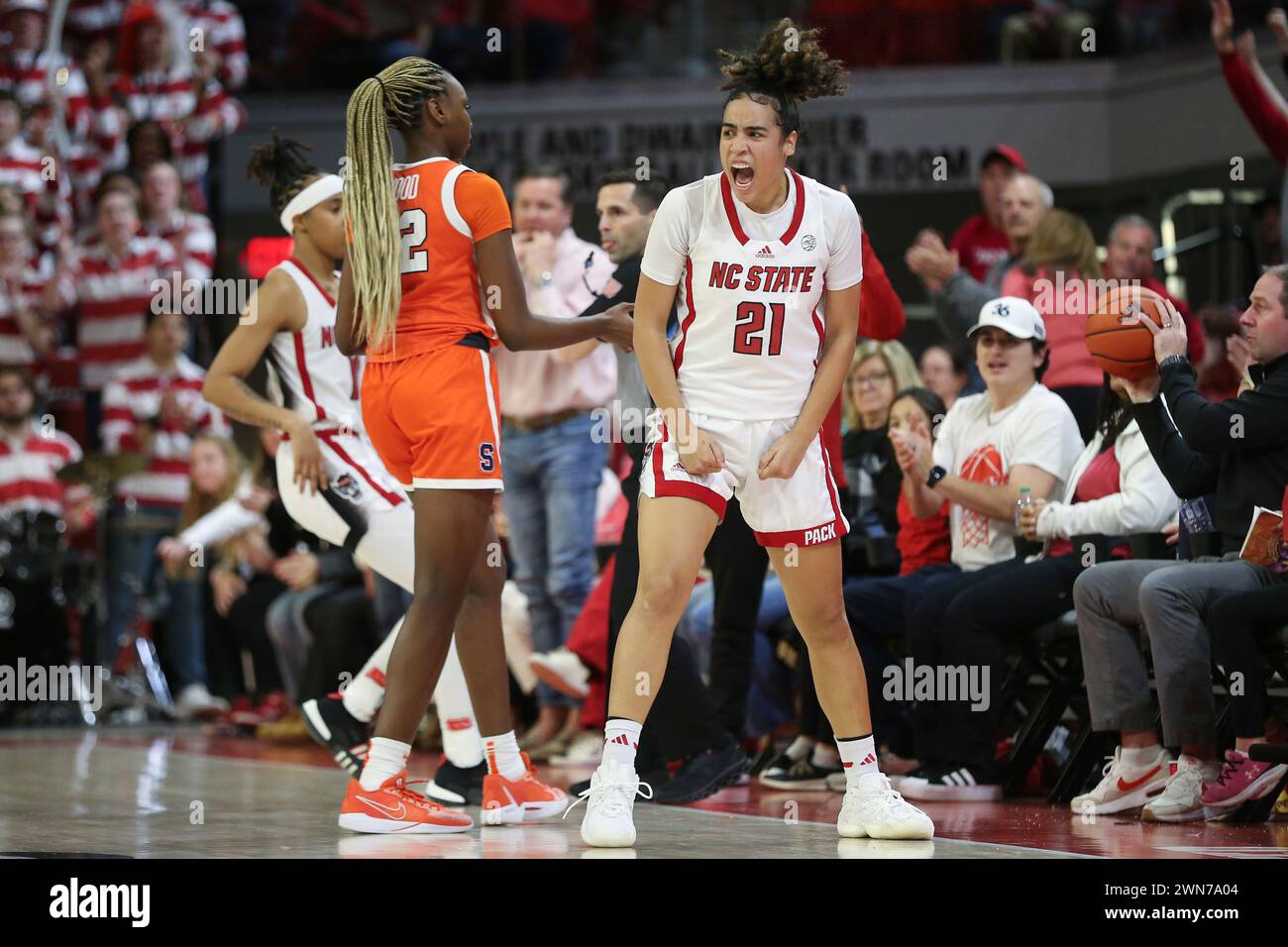 RALEIGH, NC - FEBRUARY 29: NC State Wolfpack guard Madison Hayes (21 ...