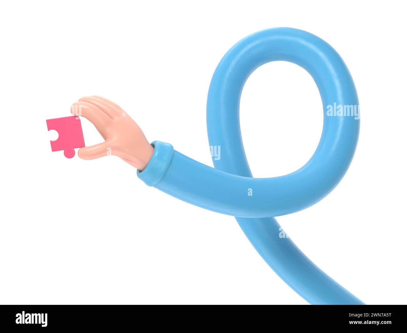 Cartoon Gesture Icon Mockup.Business teamwork with white puzzle of four ...