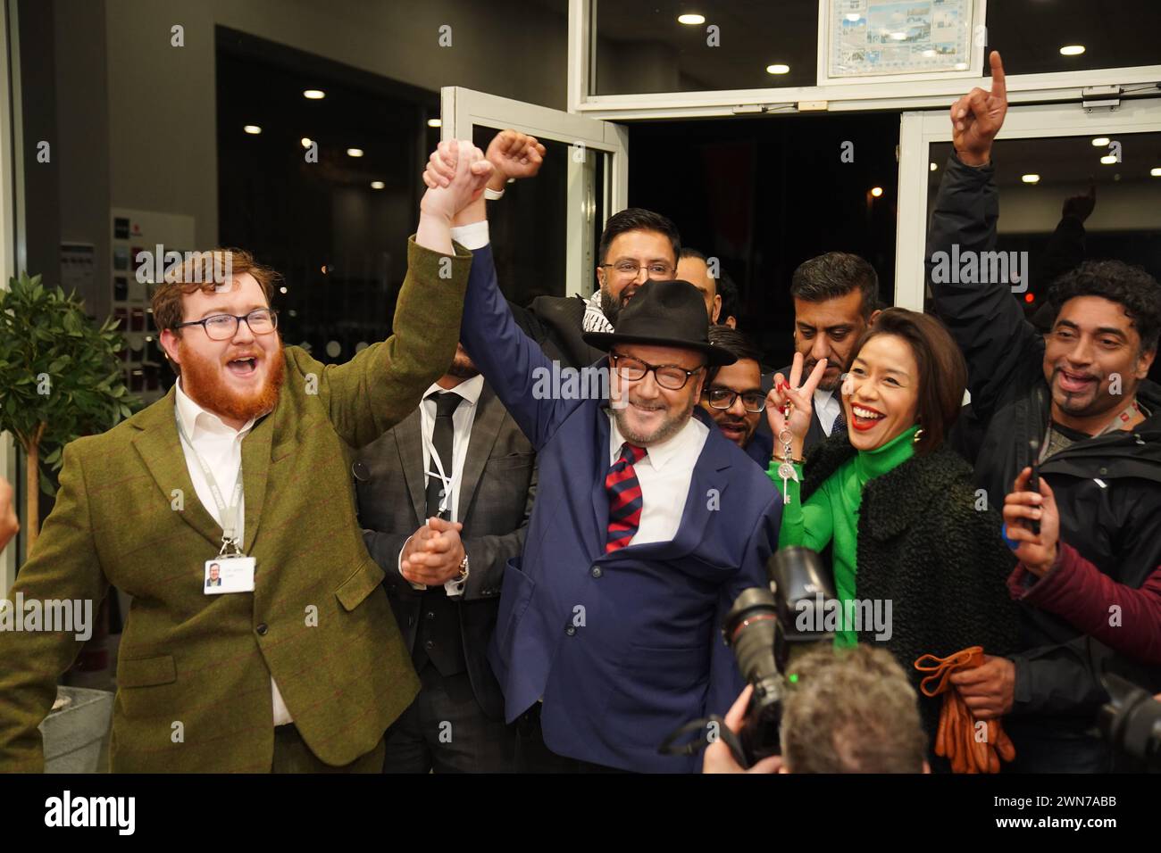 George Galloway holds a rally at his Rochdale Headquarters after being ...
