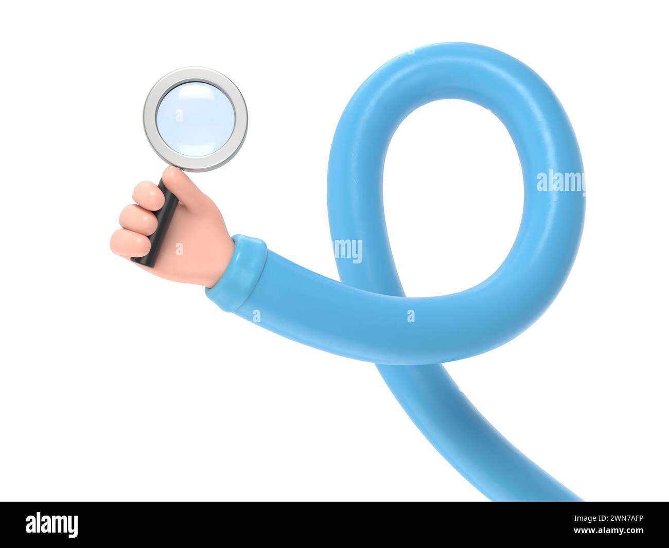 Cartoon Gesture Icon Mockup.Businessman hand holding a magnifying glass ...