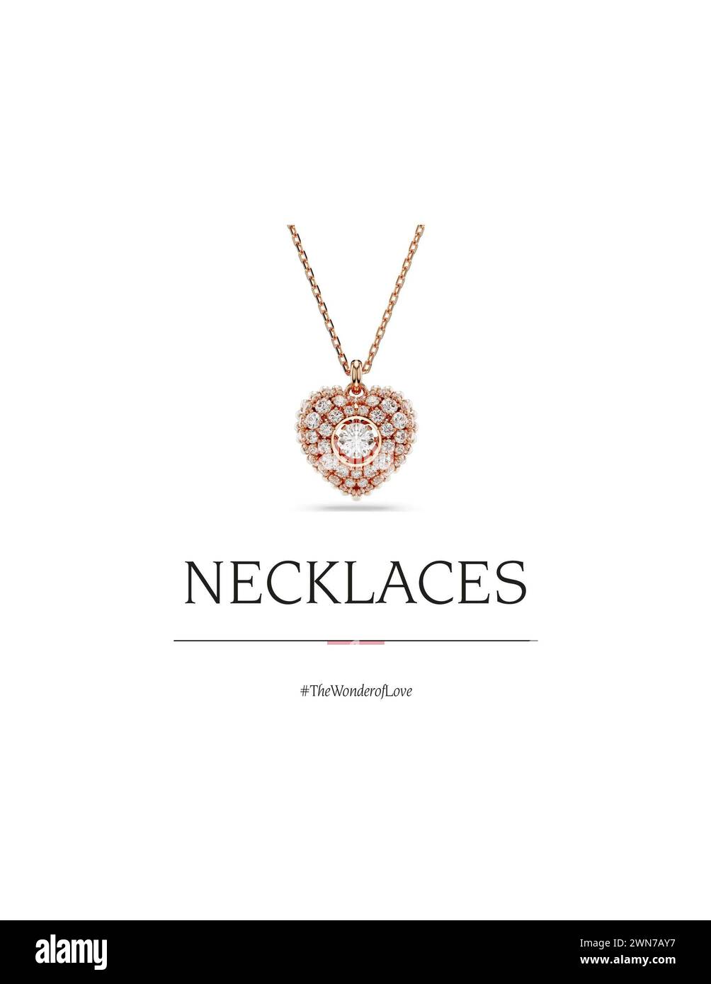 Jewellery Necklaces centre isolated banner. The wonder of love ...