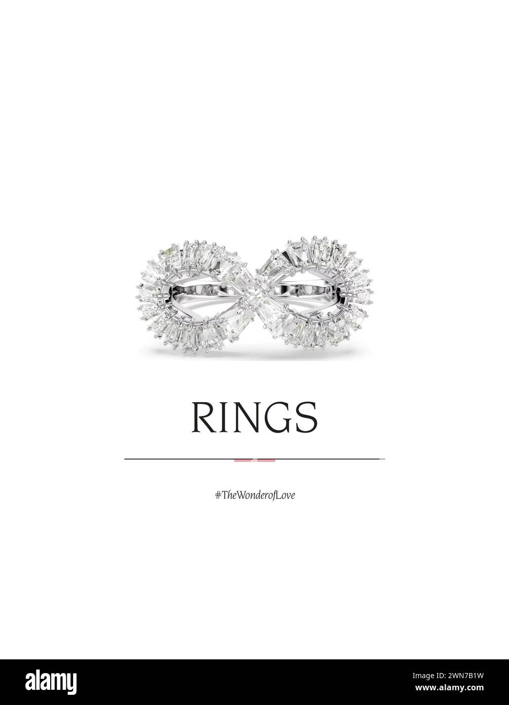 Jewellery Rings centre isolated banner. The wonder of love collection ...