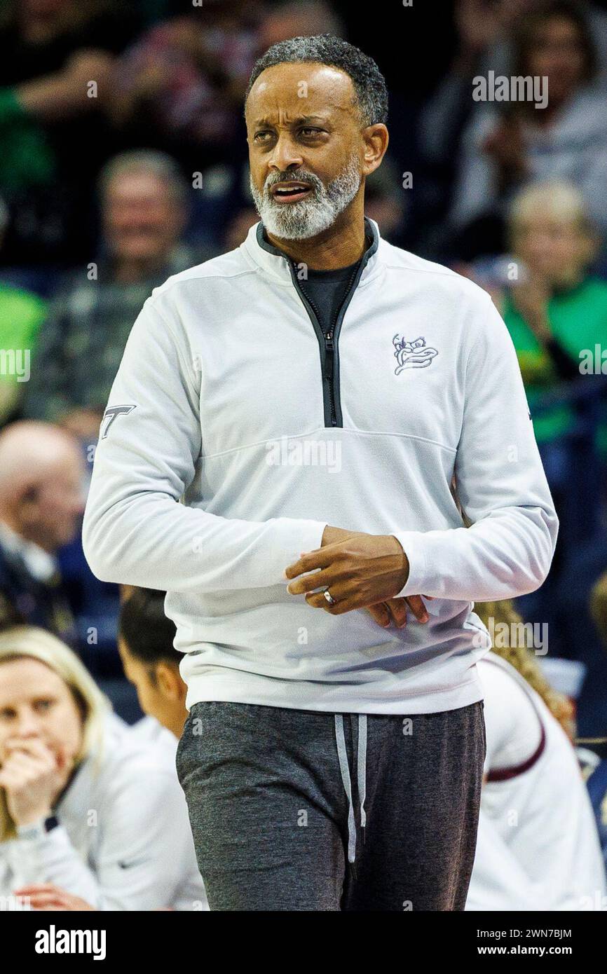 South Bend, Indiana, USA. 29th Feb, 2024. Virginia Tech head coach ...