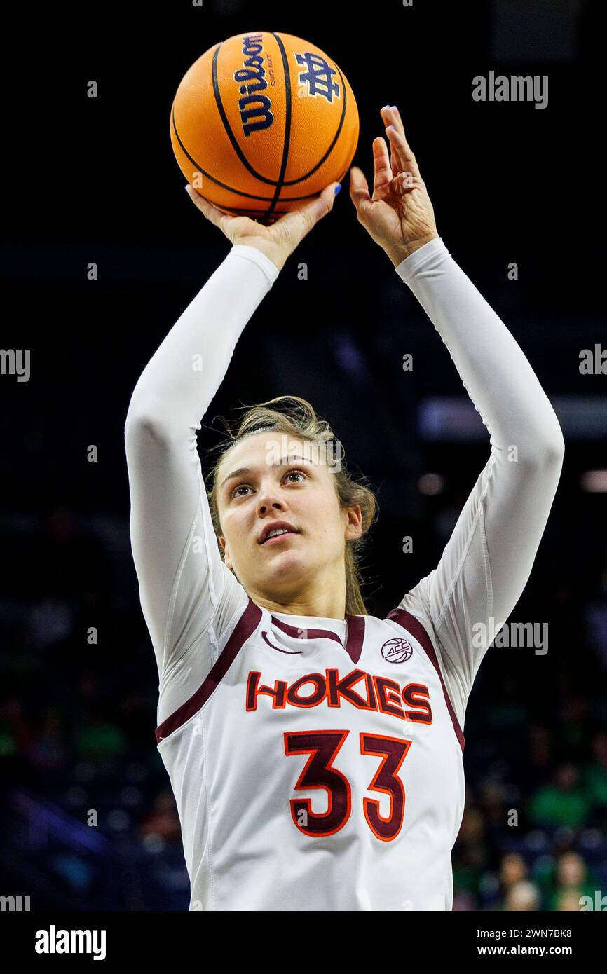 South Bend, Indiana, USA. 29th Feb, 2024. Virginia Tech center ...