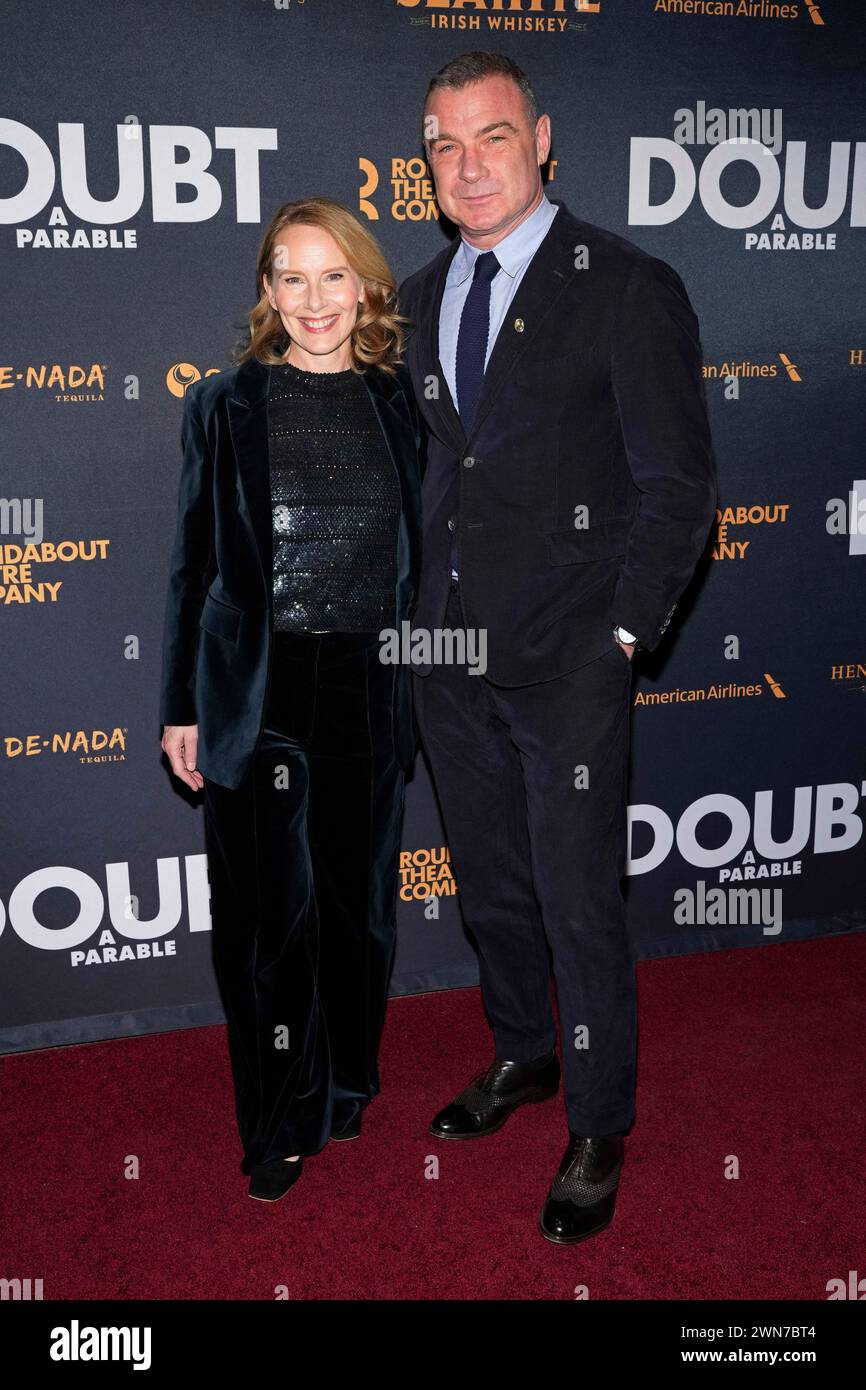 Amy Ryan and Liev Schreiber attend the Broadway opening night of "Doubt ...