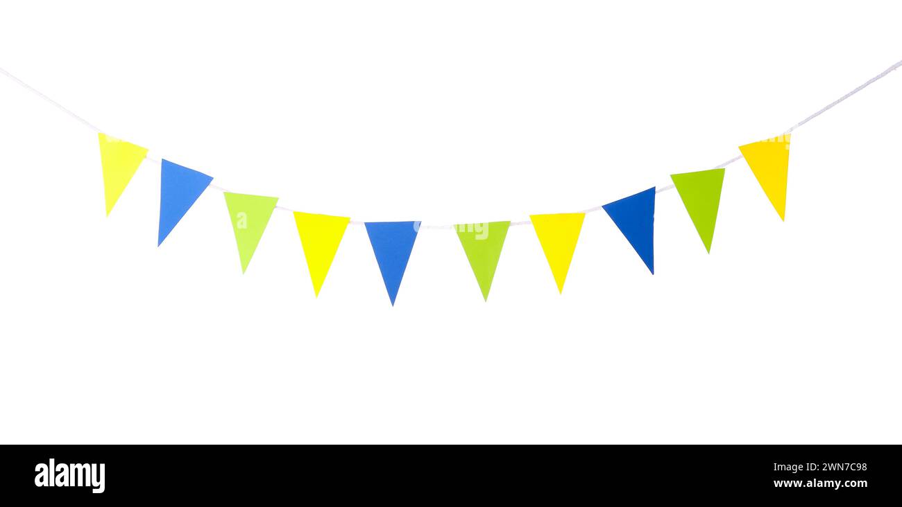 Colorful flags for Festa Junina on white background Stock Photo - Alamy