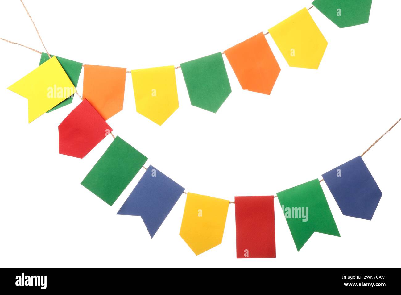 Colorful flags on white background. Festa Junina (June Festival ...