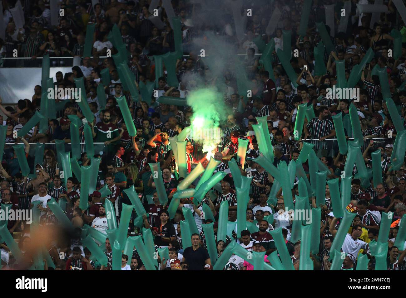Rio De Janeiro, Brazil. 29th Feb, 2024. Maracana Fluminense fans ...
