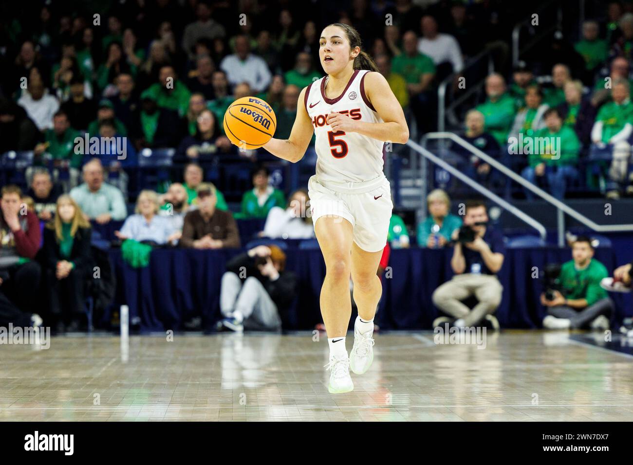February 29, 2024: Virginia Tech guard Georgia Amoore (5) advances the ...