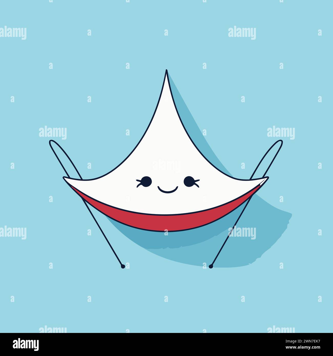 cute kawaii smiling stingray on blue background. vector illustration ...