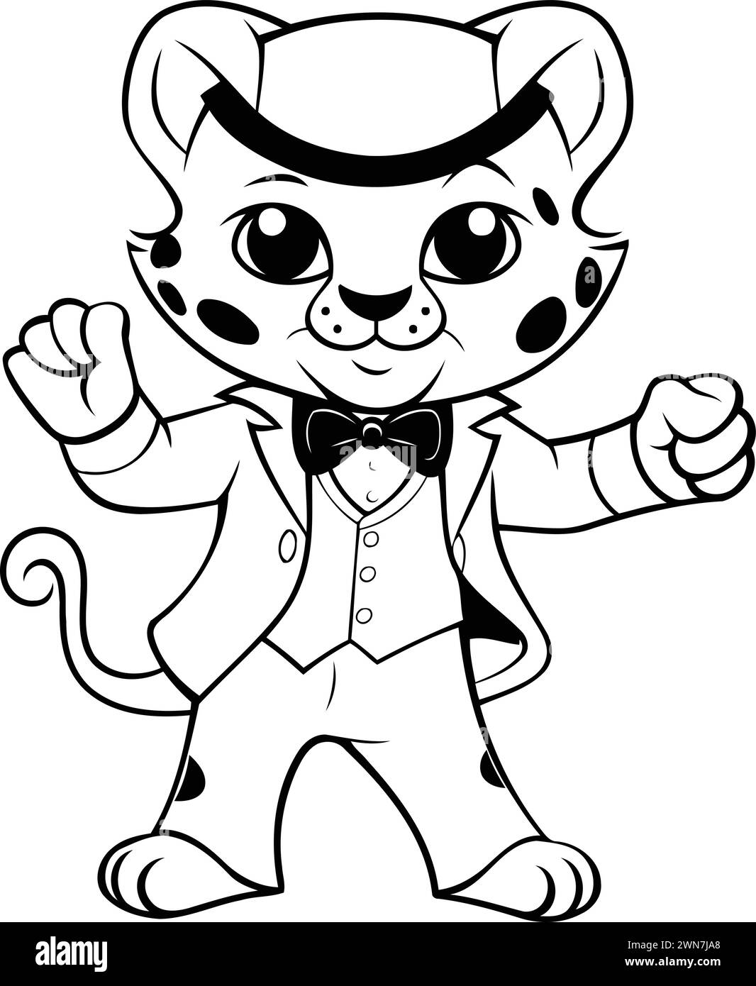 Black panther cartoon character vector Black and White Stock Photos ...