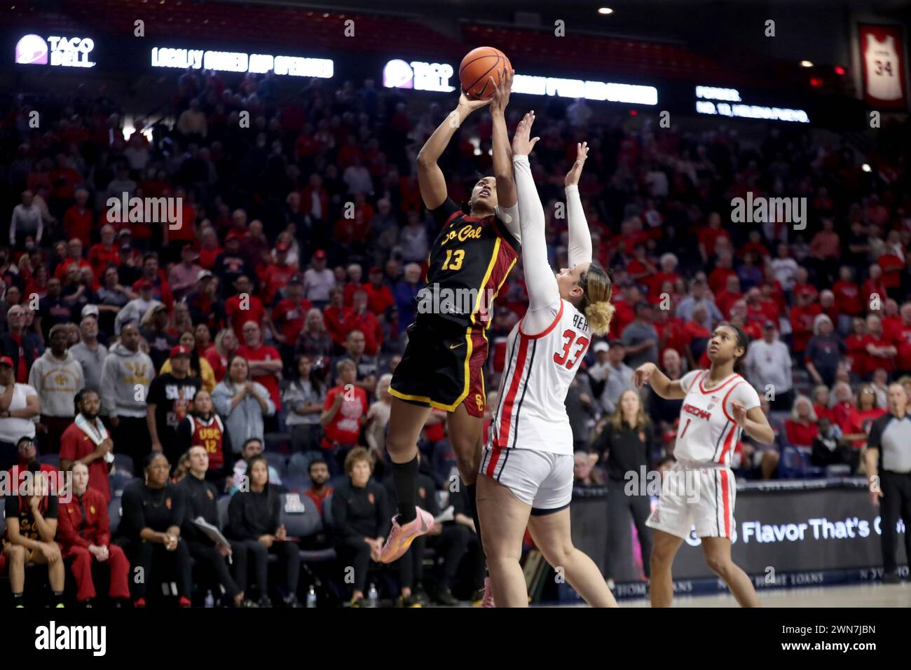 TUCSON, AZ - FEBRUARY 29: USC Trojans center Rayah Marshall #13 shoots ...