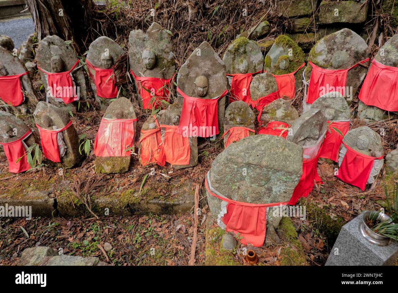 Jizo statues in the Okunoin Cemetery, Mount Koya (Koyasan), Wakayama ...